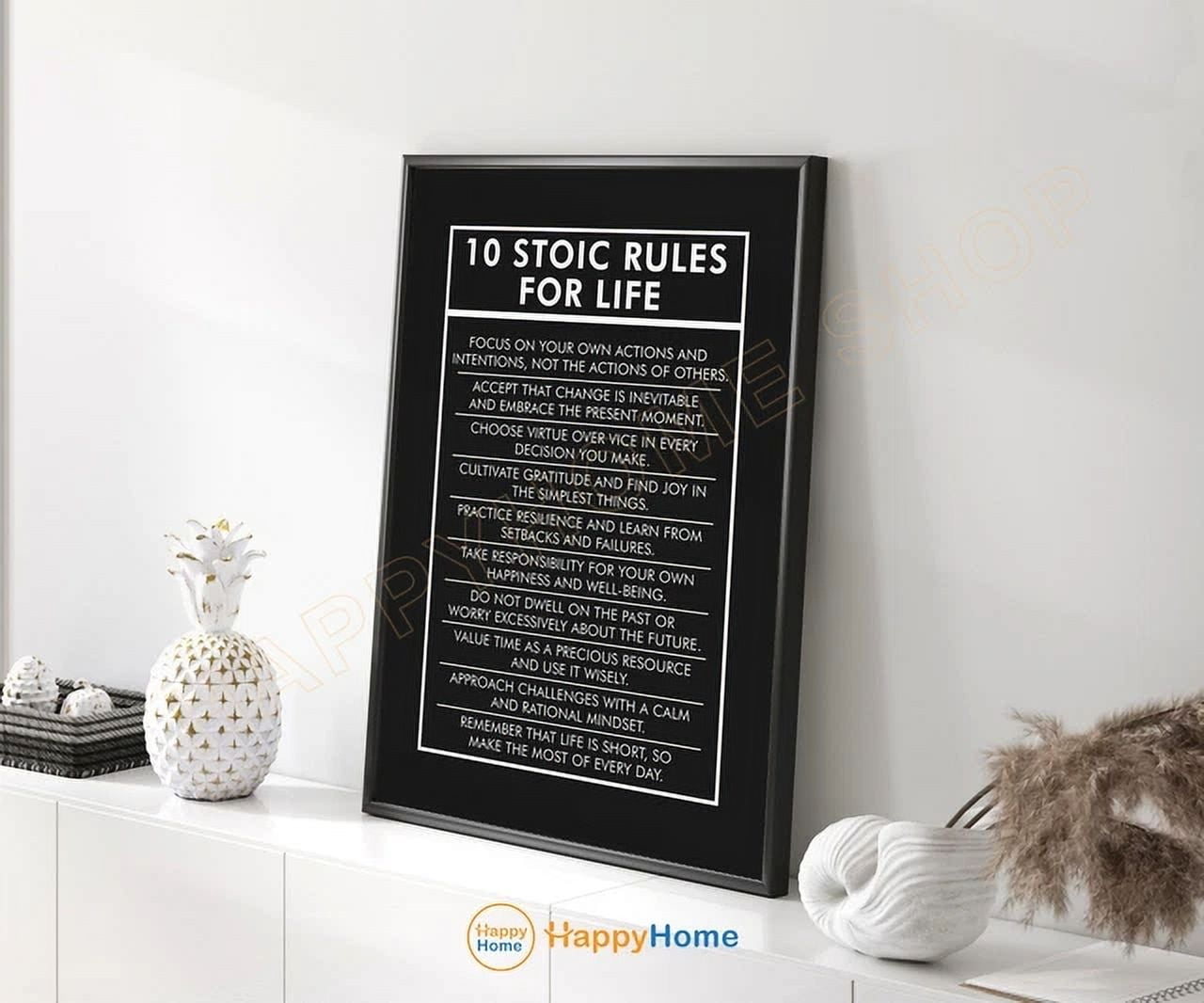 Kna Prints - 10 Stoic Rules Of Life Wall Art Marcus Aurelius Quote ...