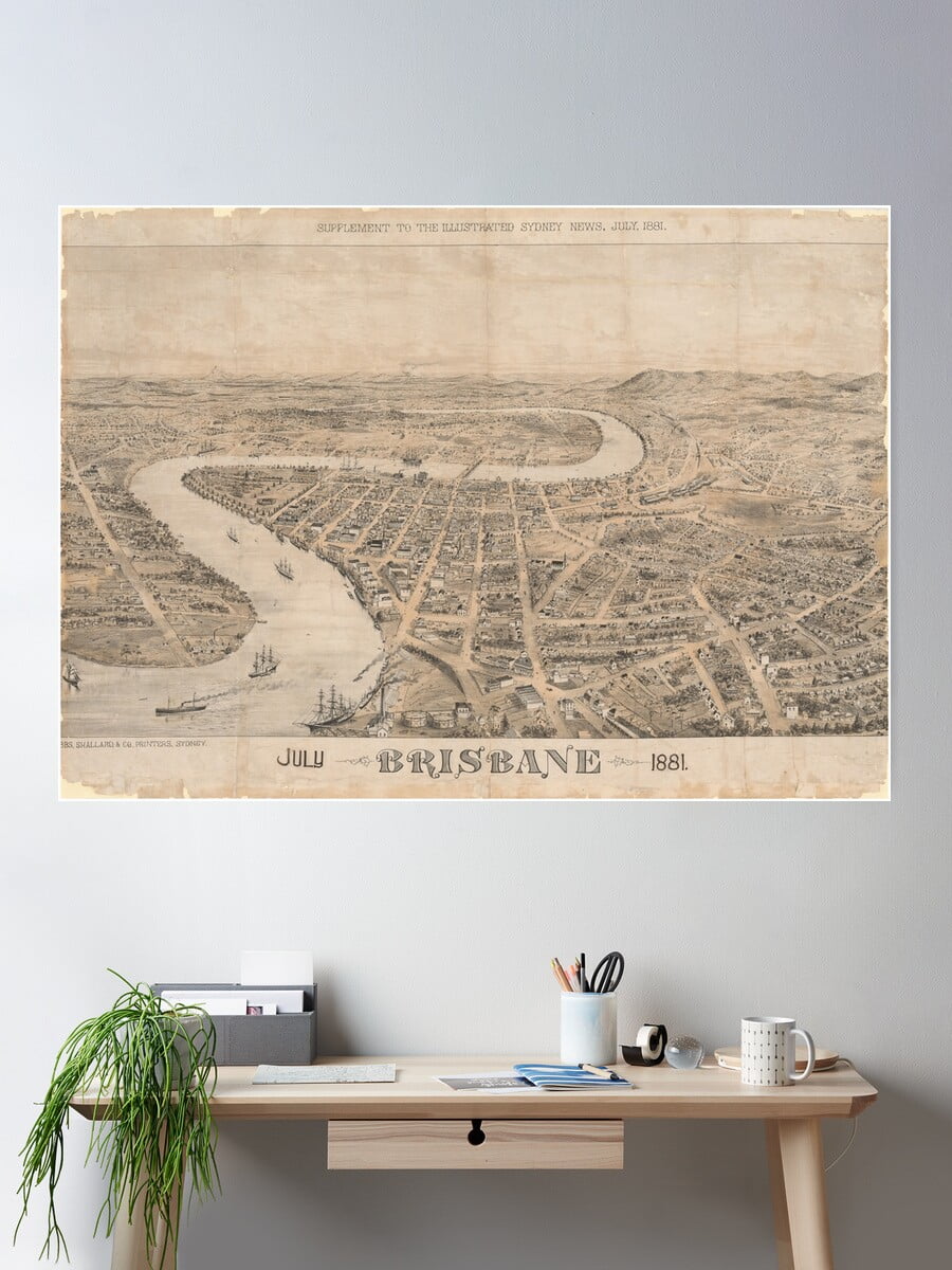 Kna Prints - 1881 Illustrated Map Of Brisbane / Drawing Of Brisbane ...
