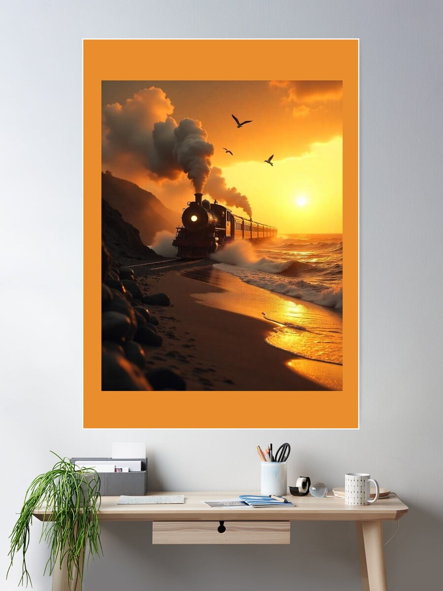 Kna Prints - 1920S Sepia Steam Train Poster, UNFRAMED-8x12 - Walmart.com