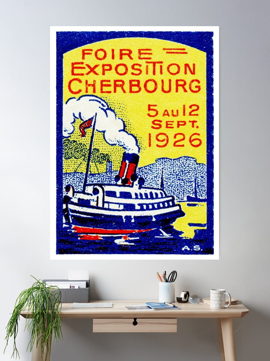 Kna Prints - 1926 Cherbourg France Exposition Poster , UNFRAMED-8x12 ...