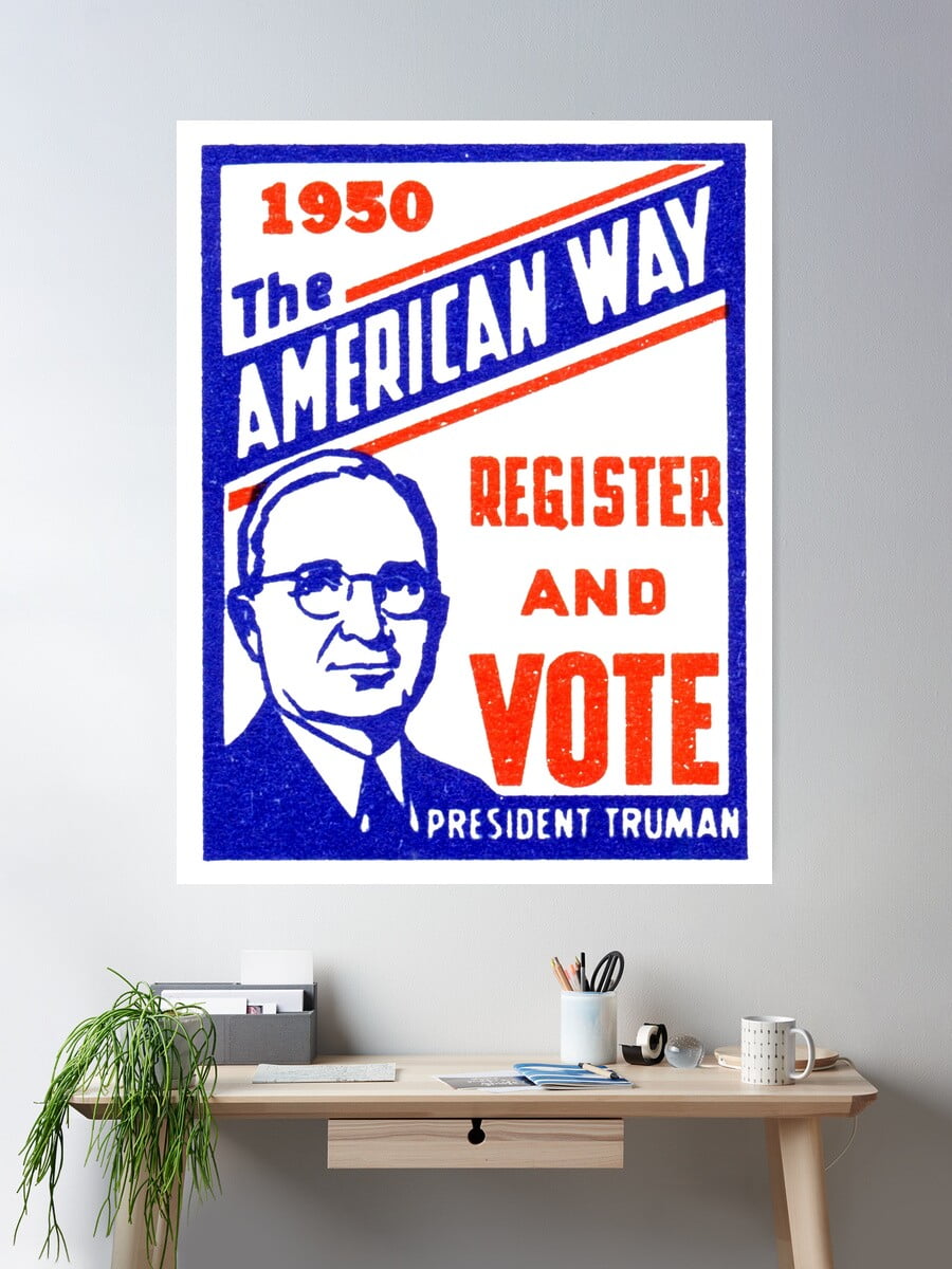 Kna Prints - 1950 Register And Vote For Truman Poster , UNFRAMED-24x36 - Walmart.com