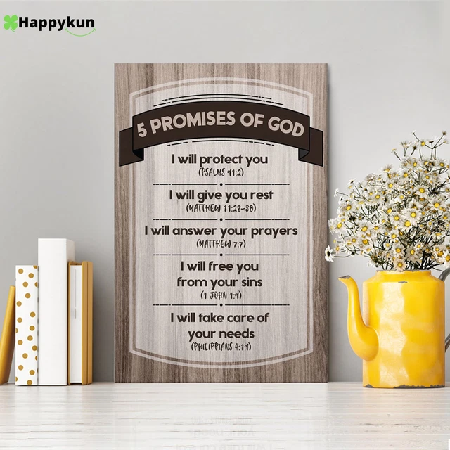 Kna Prints - 5 Promises Of God L Art Christian Prints - Religious Wall ...