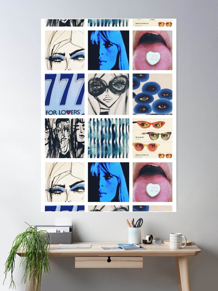 Kna Prints - 70S/ 60S Blue Collage Poster, UNFRAMED-12x18 - Walmart.com