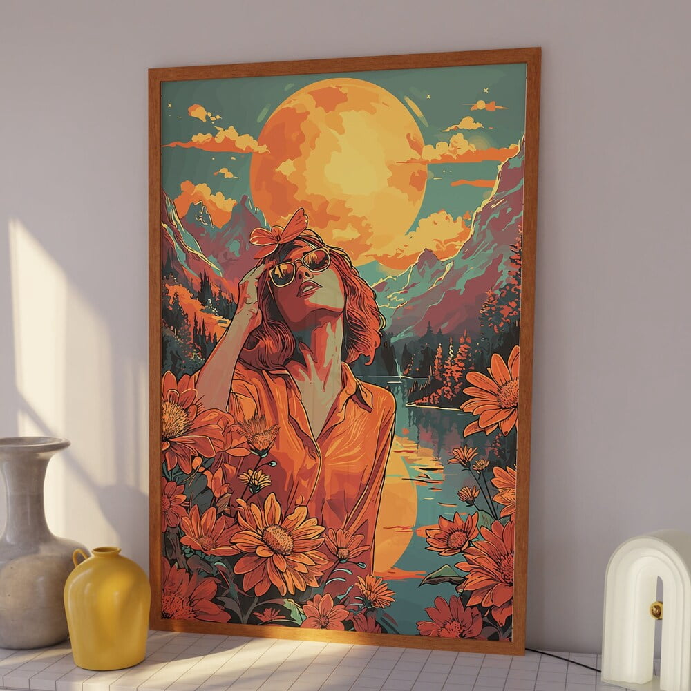 Kna Prints - 70S Aesthetic Poster, 70S Hippie Girl Art Print, Retro ...