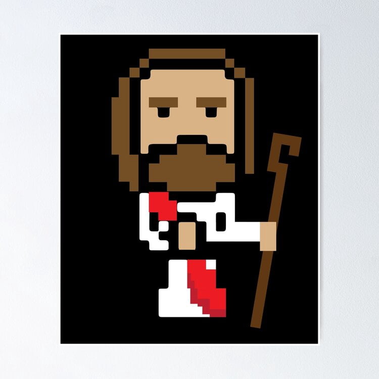 Kna Prints - 8 Bit Jesus Vintage Video Game Player Christian Pixel ...