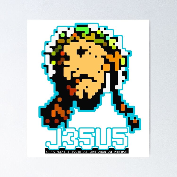 Kna Prints - 8Bit Jesus Christ Poster Wall Art Print For Home Decor ...