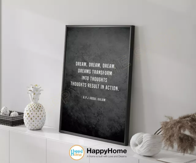 Kna Prints - A.P.J Abdul Kalam Quote Wall Art Dreams Result In Action Inspirational Art - Kir ...