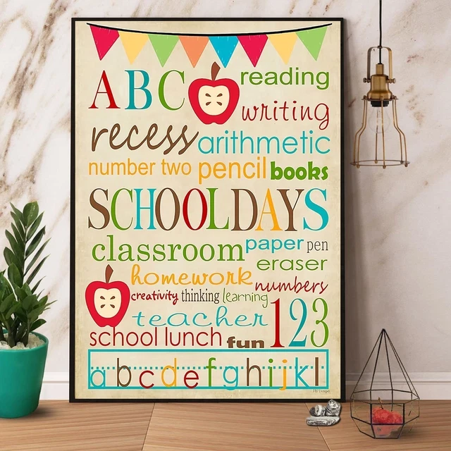 Kna Prints - Abc Colorful Key Words Schooldays Satin Poster L Art Decor ...