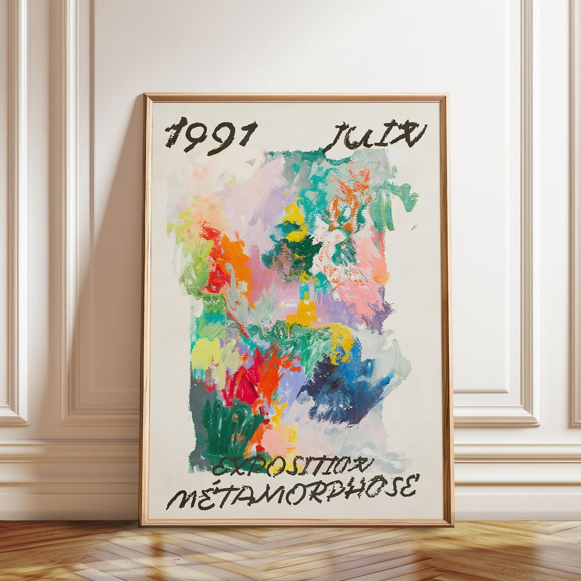 Kna Prints - Abstract Expressionist Art Poster - 1991 'Exposition Mã©Tamorphose' Colorful Modern ...