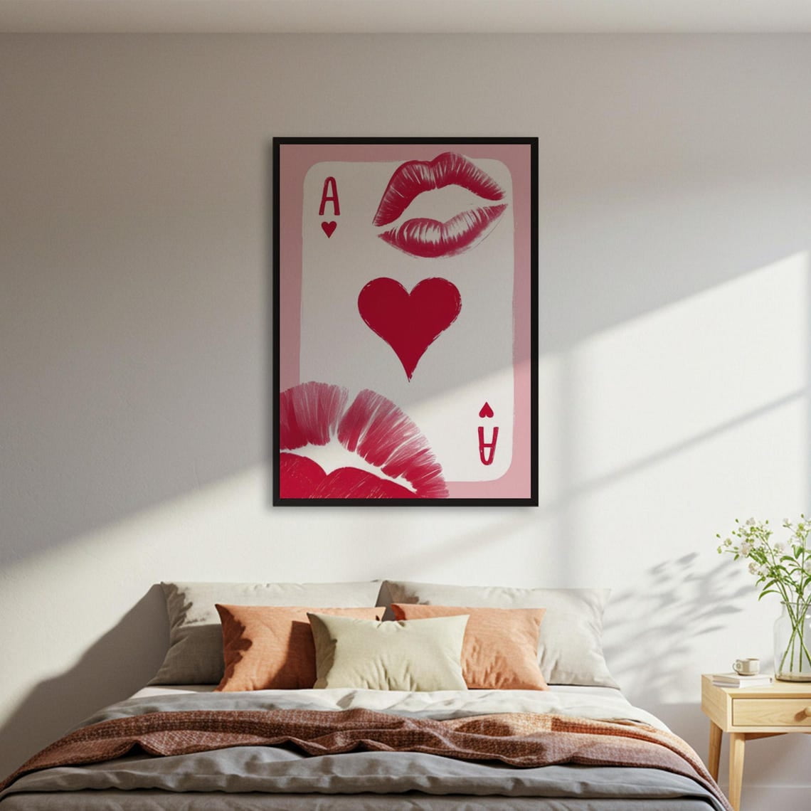 Kna Prints - Ace Of Hearts Playing Card Poster, Lips Wall Art Print ...