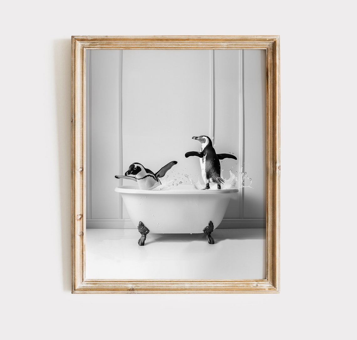 Kna Prints - Adorable Penguins Penguins In Bathtub Penguin Photo ...