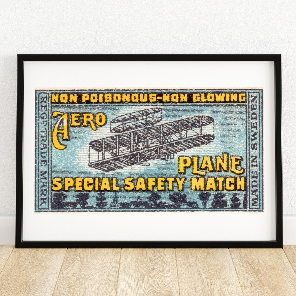Kna Prints - Aero Plane Safety Match Art Print Vintage Swedish Matchbox ...