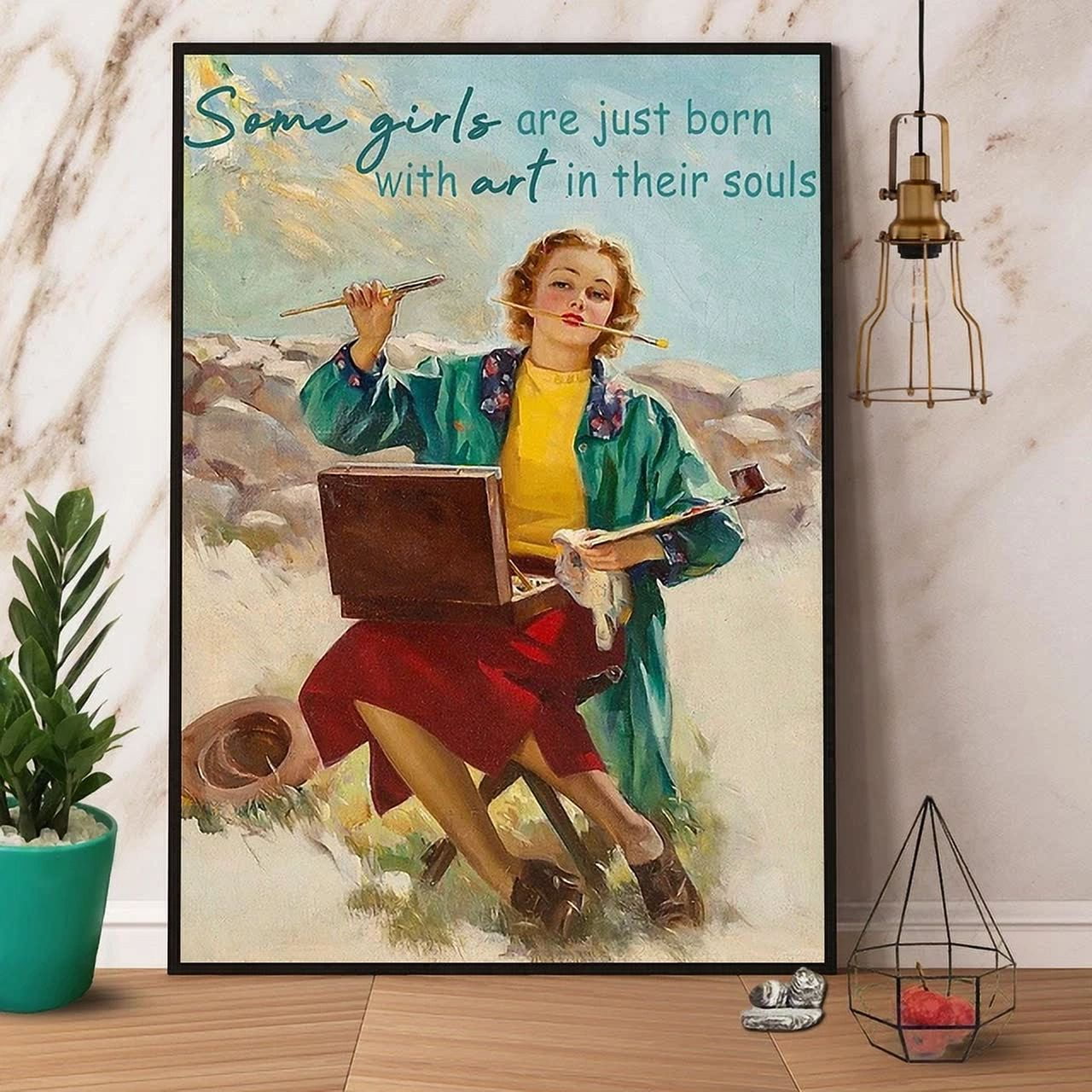 Kna Prints - Airtist Girls Some Girl Are Born With Art In Their Souls Watercolor Paper Pos Home ...