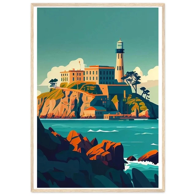 Kna Prints - Alcatraz Island California Retro Poster Alcatraz Island ...