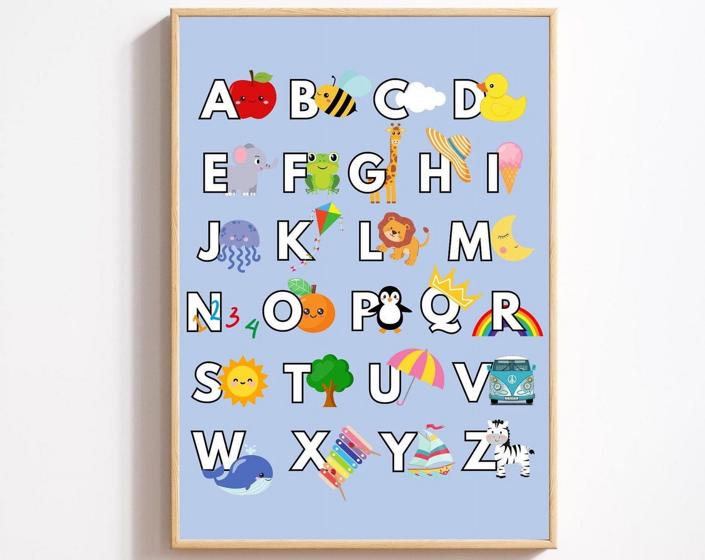 Kna Prints - The Alphabet Print, Kids Educational Poster, Blue Abc ...