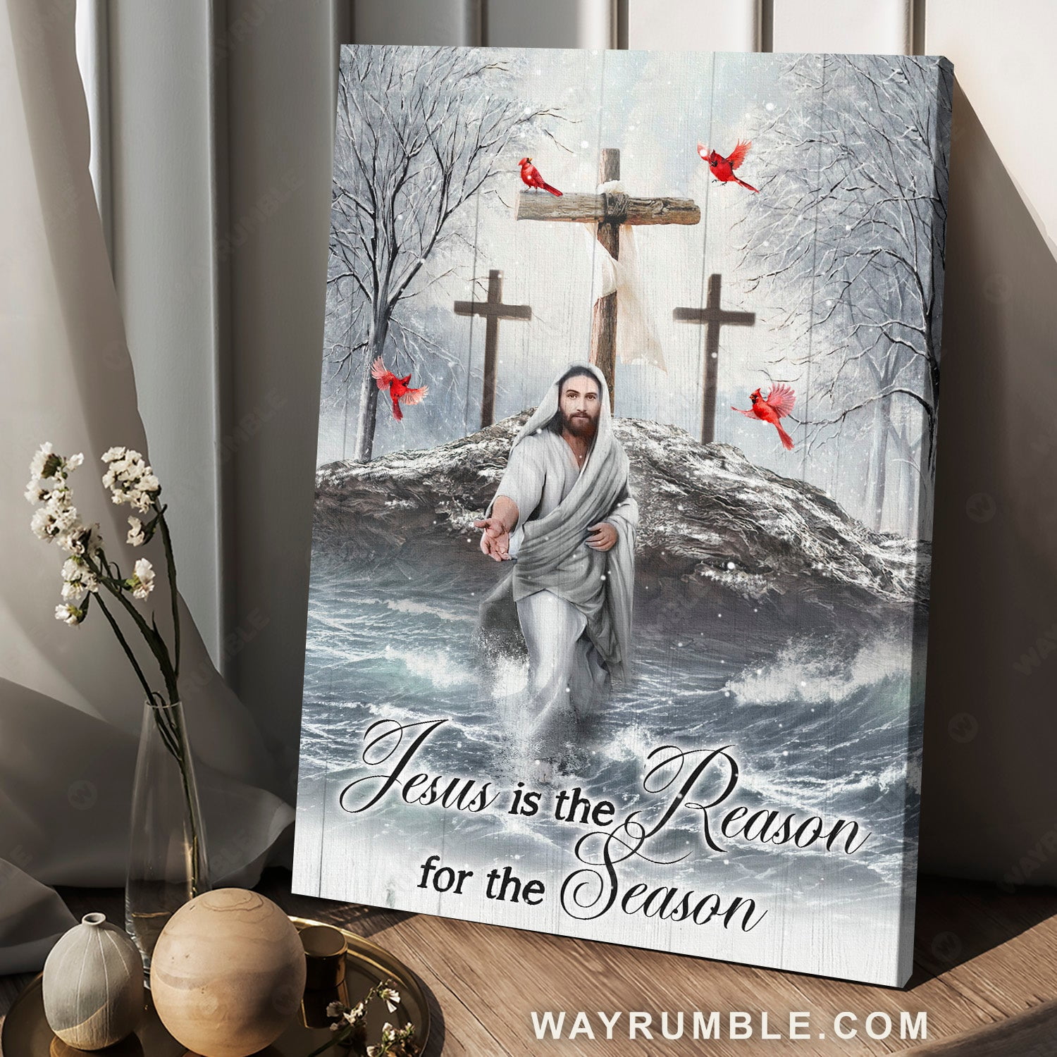 Kna Prints - Amazing Jesus Painting, Three Crosses, Winter Forest ...