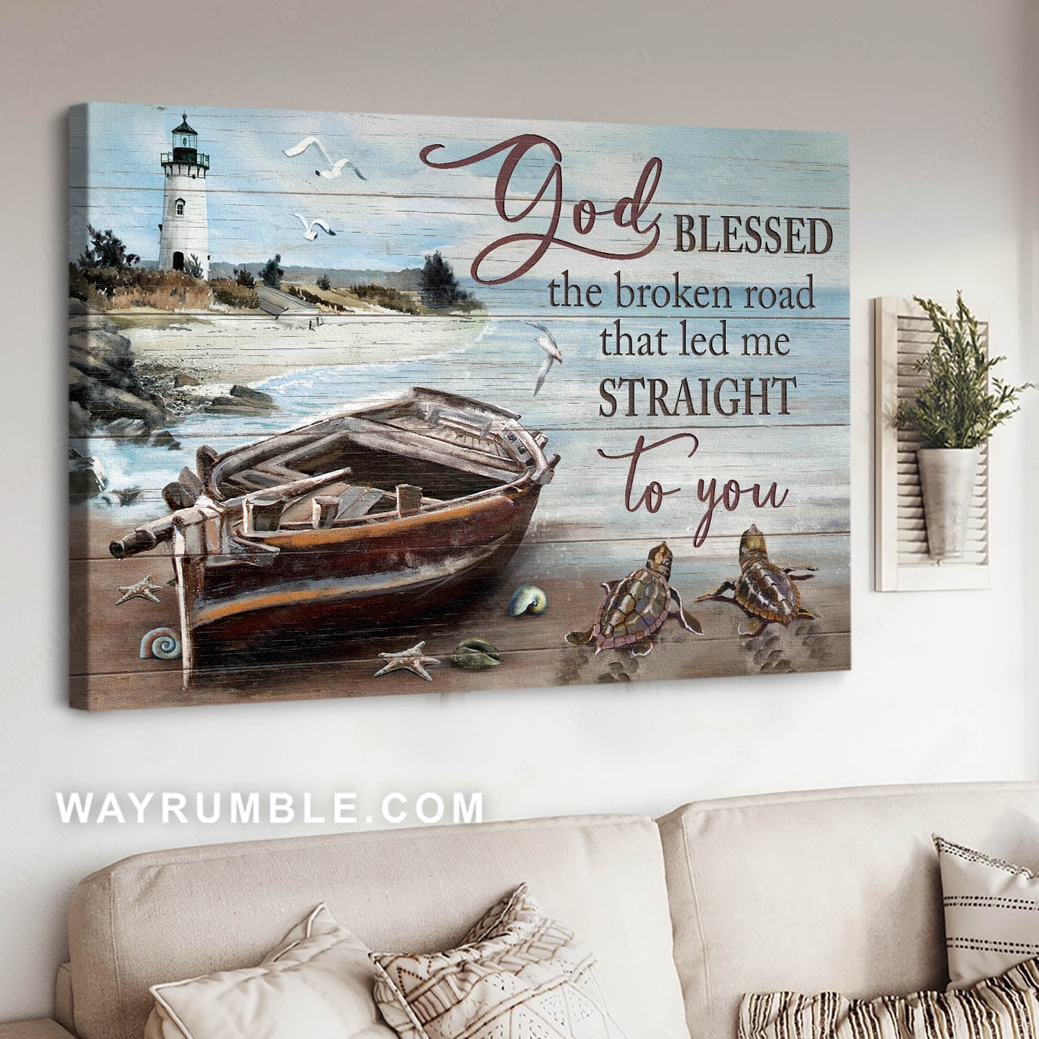 Kna Prints - Amazing Wooden Boat, Sea Turtle, White Lighthouse, God ...