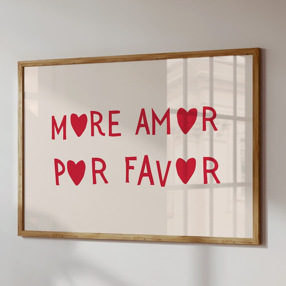Kna Prints - More Amor Por Favor Print Minimalist Heart Poster ...