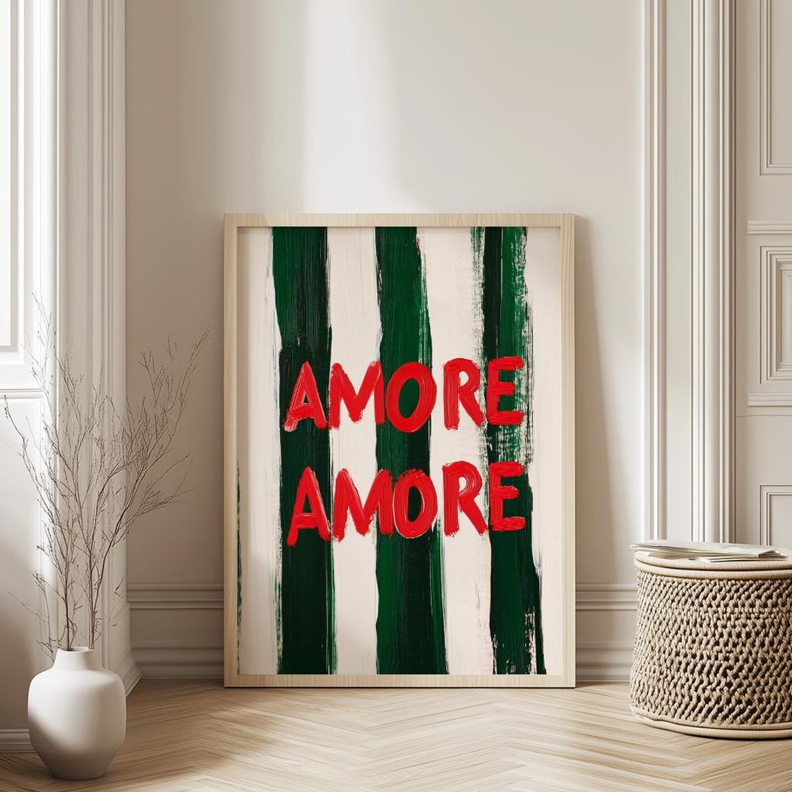 Kna Prints - Amore Themed Red Typography Wall Art, Modern Love-Inspired ...
