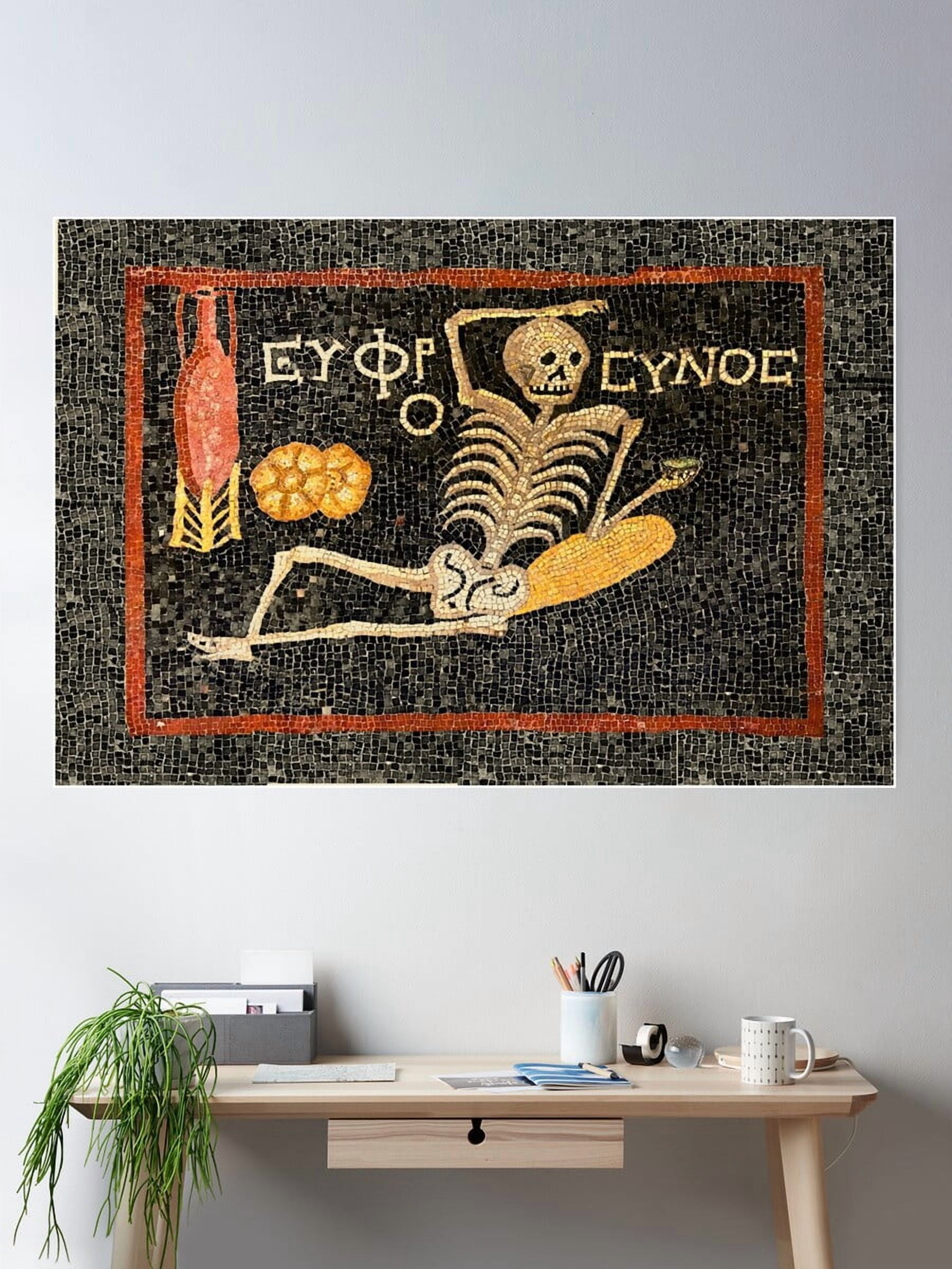 Kna Prints - Antique Greek Mosaic Skeleton Enjoy Life Stone Mosaic ...