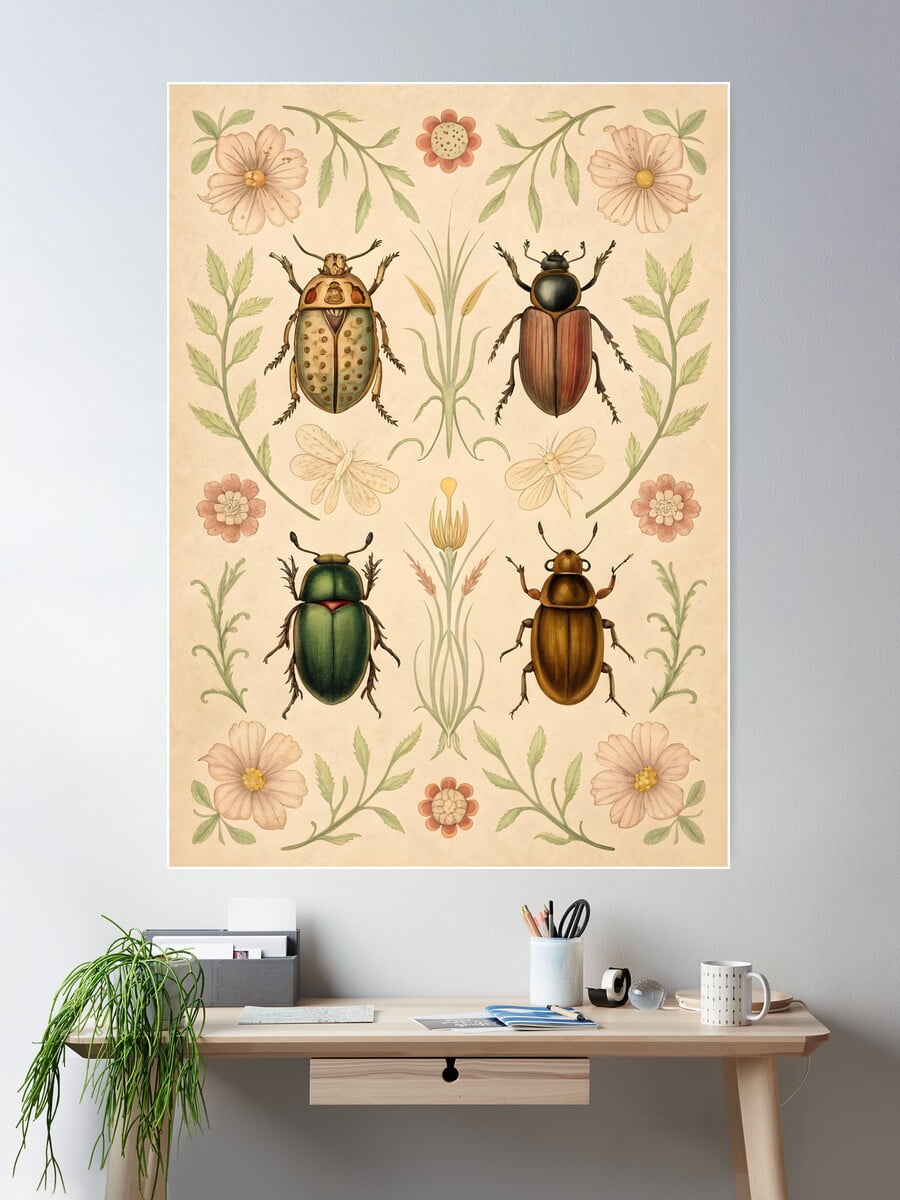 Kna Prints - Antique Lithography With Bugs For Home Decor, Living Room ...