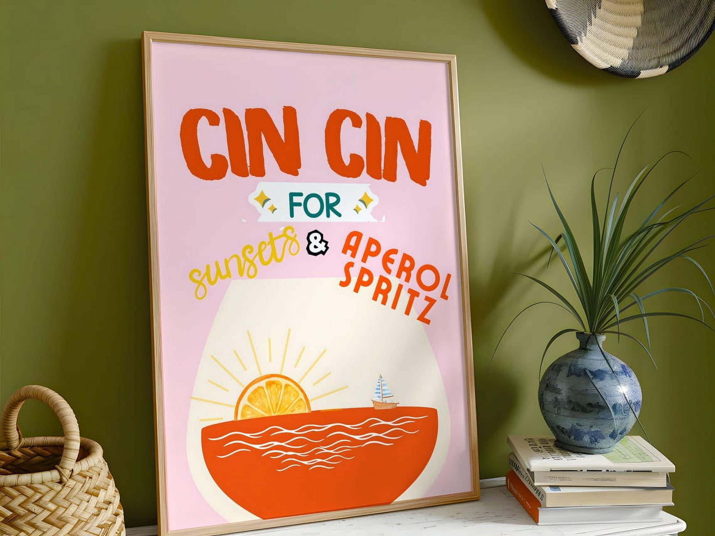 Kna Prints - Aperol Spritz Framed Poster - Italian Cocktail Cin Cin ...