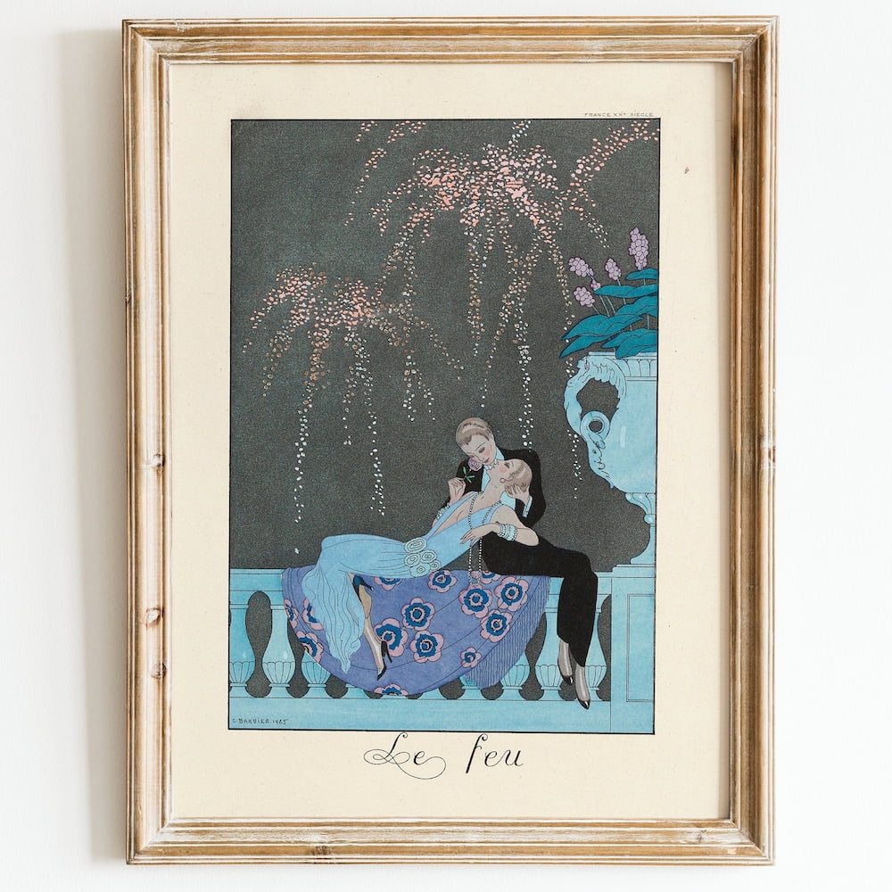 Kna Prints - Art Deco Wall Art Lovers Kissing Fireworks At Night ...