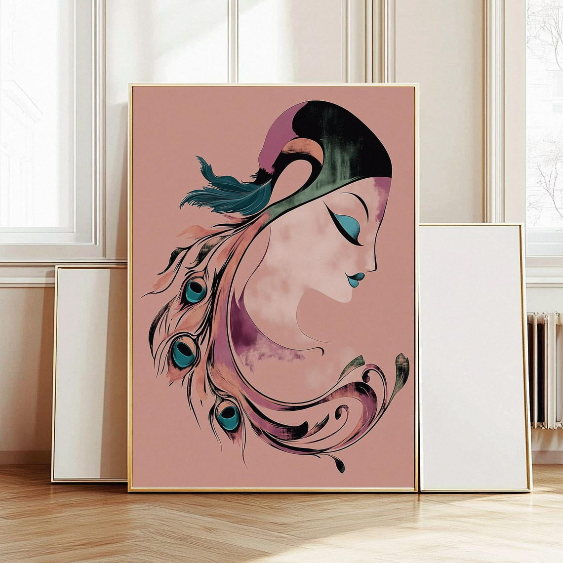 Kna Prints - Art Mid Century Style, Muted Colours Wall Decor For Living Room Hallway, Peacock ...