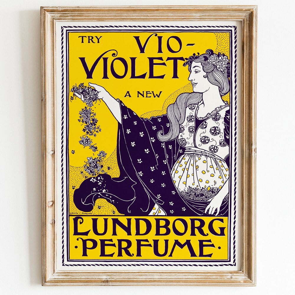 Kna Prints - Art Nouveau Poster Vintage Perfume Ad Woman With Flowers ...