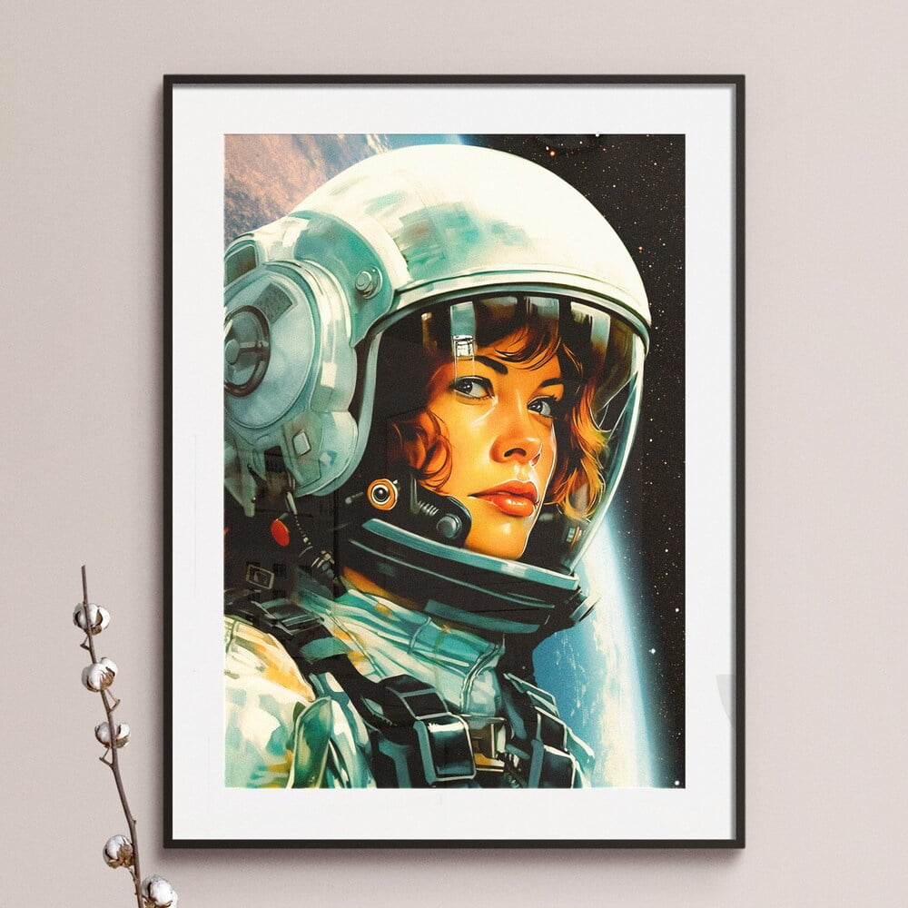 Kna Prints - Astronaut Portrait 1, Wall Art, Cosmic Art, Retro Futuristic Art, Vintage Design ...