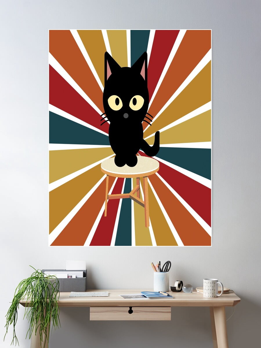 Kna Prints - Atomic Mid Century Cat,Retro Atomic Cats,Mid Century Black ...