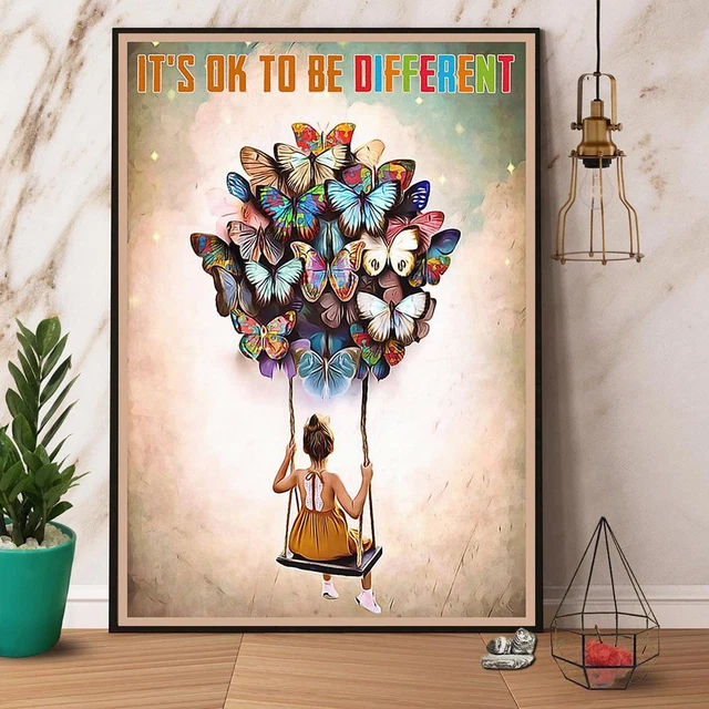 Kna Prints - Autism Awareness Butterfly It'S Ok To Be Different Paper ...