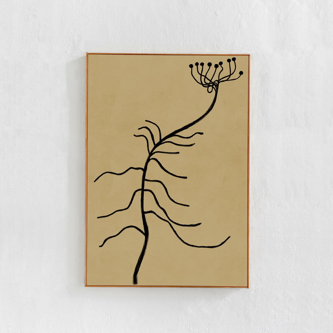 Kna Prints - Autumn Plant, Beige Black Wall Art, Botanical Scandi ...