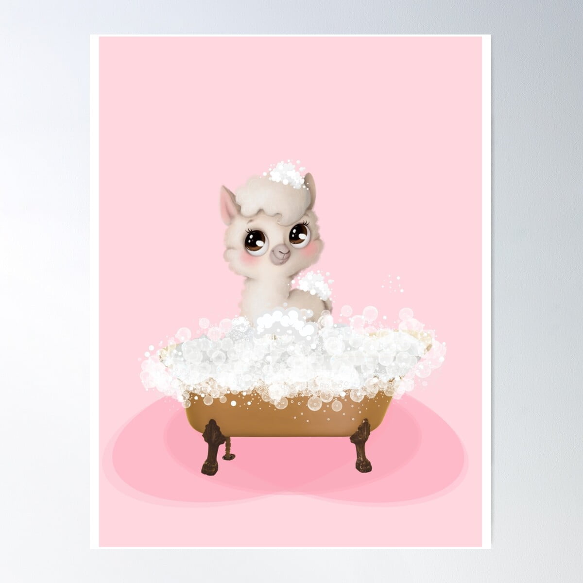 Kna Prints - Baby Llama In A Bathtub, Girls Bathroom Print, Baby ...