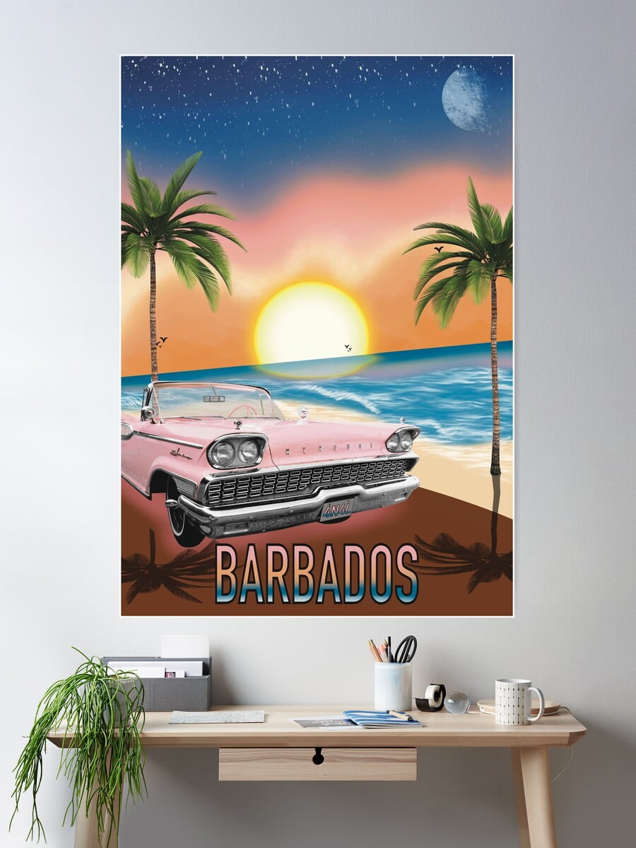 Kna Prints - Barbados Art Print Of Vintage Caribbean Island Poster ...