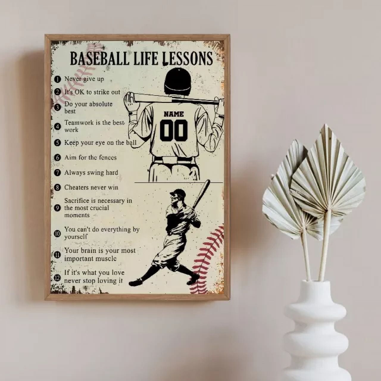 Kna Prints - Baseball Life Lessons Vintage Poster, Boy Motivational ...
