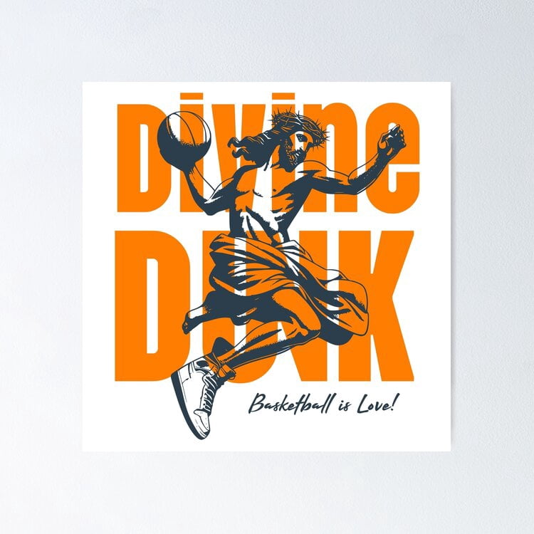 Kna Prints - Basketball Jesus Slam Dunk Poster Wall Art Print For Home ...