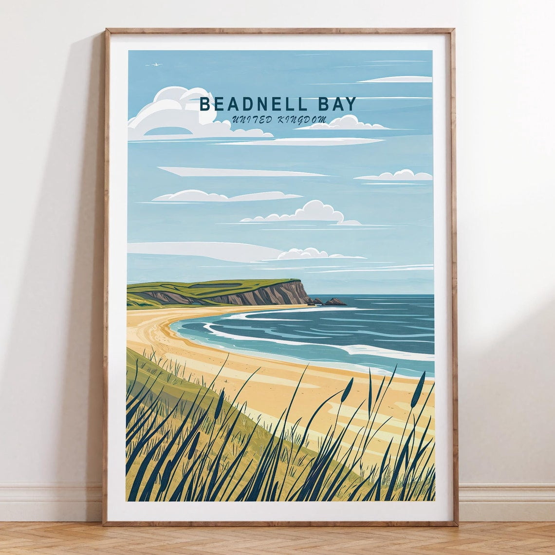 Kna Prints - Beadnell Bay Travel Poster, Beadnell Bay United Kingdom ...