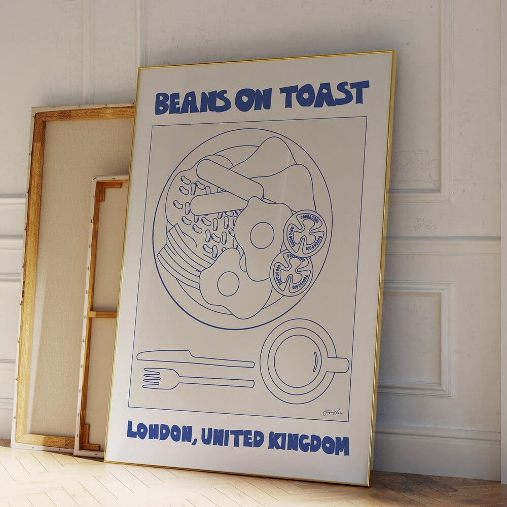 Kna Prints - Beans On Toast Poster, Breakfast Poster, English Breakfast ...
