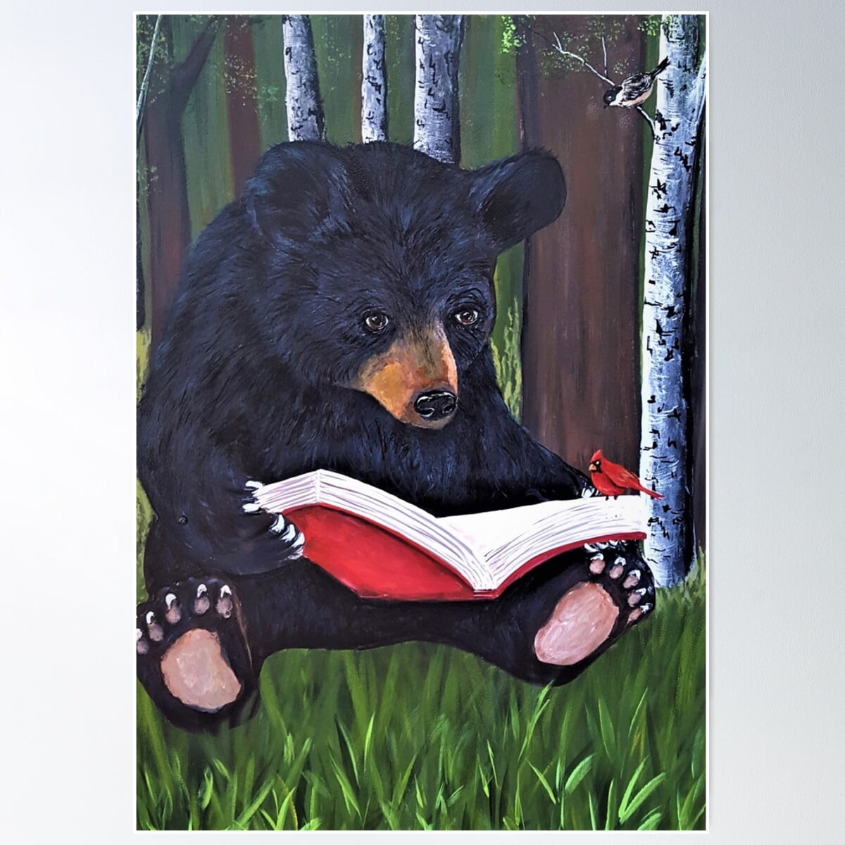 Kna Prints - Bear Reading Book Poster, UNFRAMED-8x12 - Walmart.com