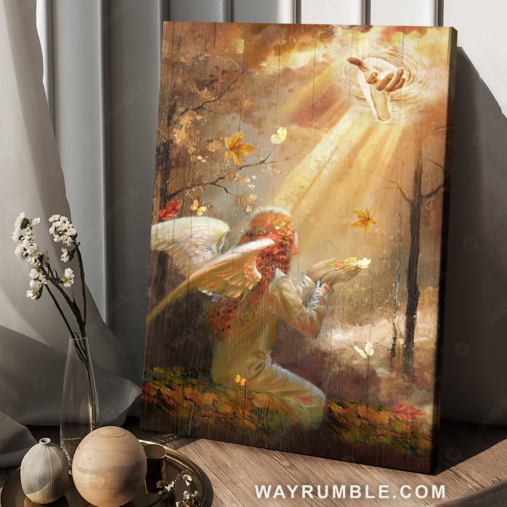 Kna Prints - Beautiful Angel, Jesus Hand, Autumn Season, Fall Leaves ...