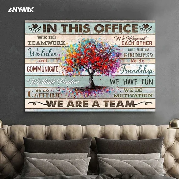 Kna Prints - Beautiful Colorful Tree With Inspiration Teamwork Wall ...