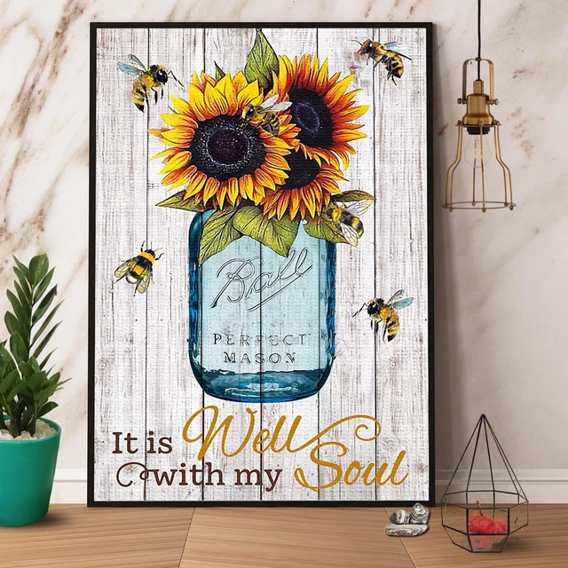 Kna Prints - Bee Sunflower Ball It Is Well With My Soul Paper Poster ...