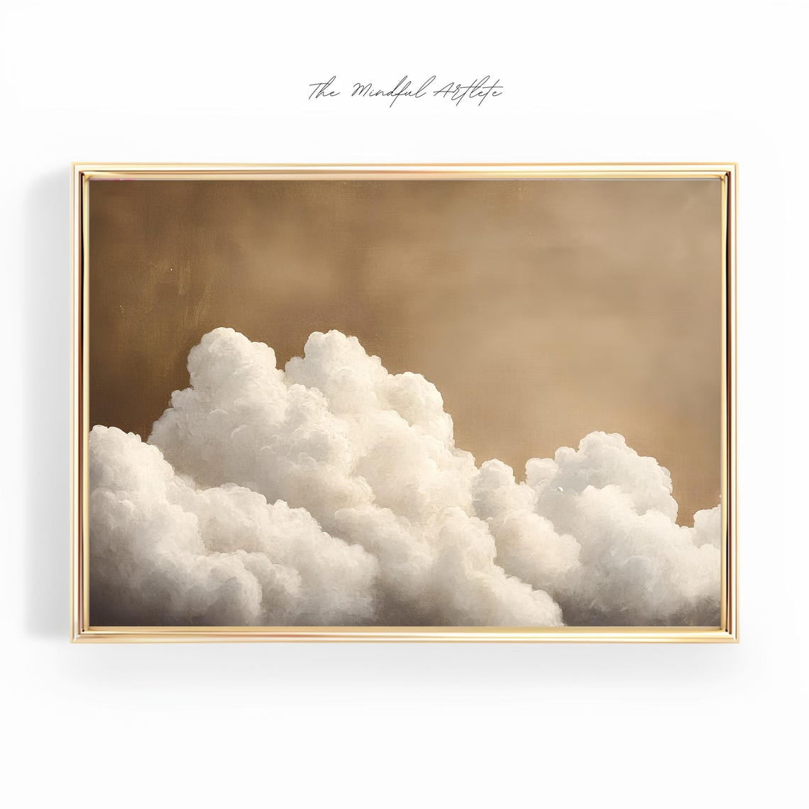 Kna Prints - Beige Cloud Moody Cloud Painting Large Horizontal Wall Art Earth Tone Above Bed ...
