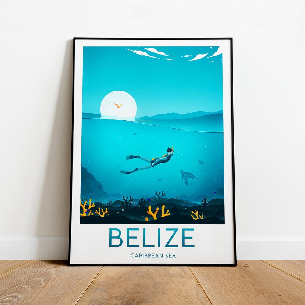 Kna Prints - Belize Travel Print - Caribbean Sea, Belize Poster ...