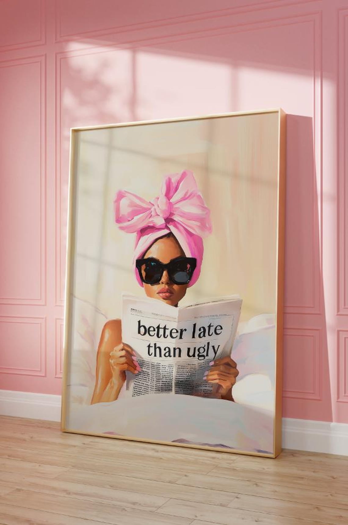 Kna Prints - Better Late Than Ugly Wall Art Newspaper Print Wall Art, Preppy Aesthetic Wall Art ...