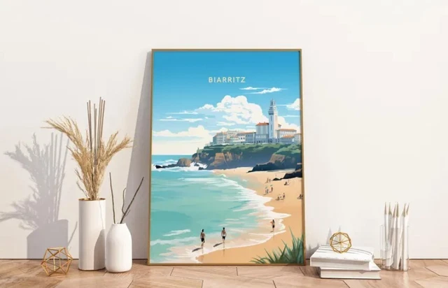 Kna Prints - Biarritz France Travel Print Poster | Nostalgic Wall Art ...