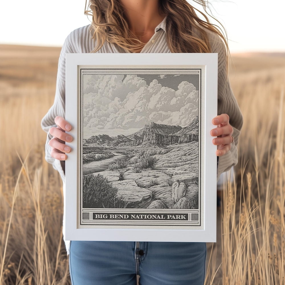 Kna Prints - Big Bend National Park Lithograph Style Print - Vintage Texas Archival Matte Fine ...
