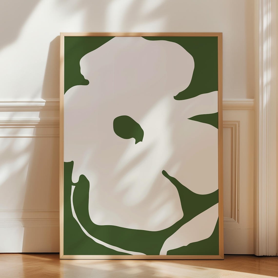 Kna Prints - Big Flower Print In Dark Green, Abstract Botanical Wall ...