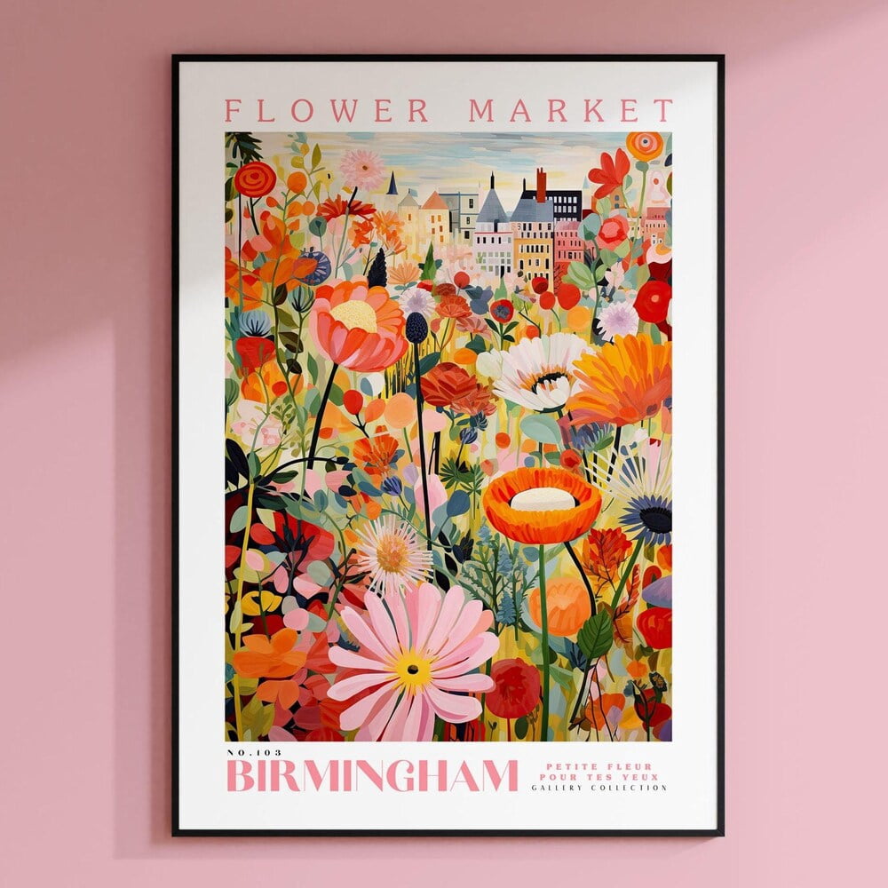Kna Prints - Birmingham Flower Market Poster, England Travel Art, Large ...